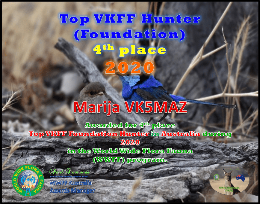 Top VKFF Activator and Top VKFF Hunter certificates | VK5PAS