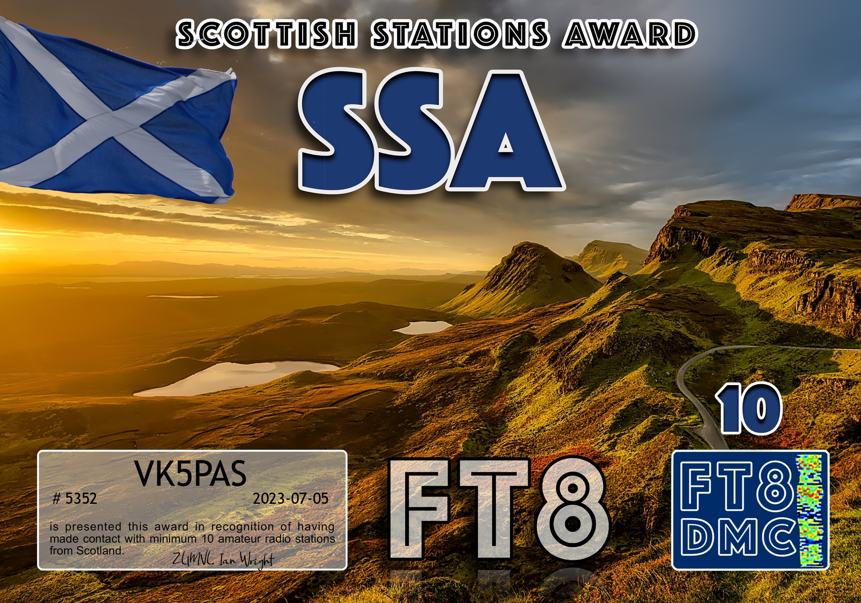 Latest FT8 award certificates | VK5PAS