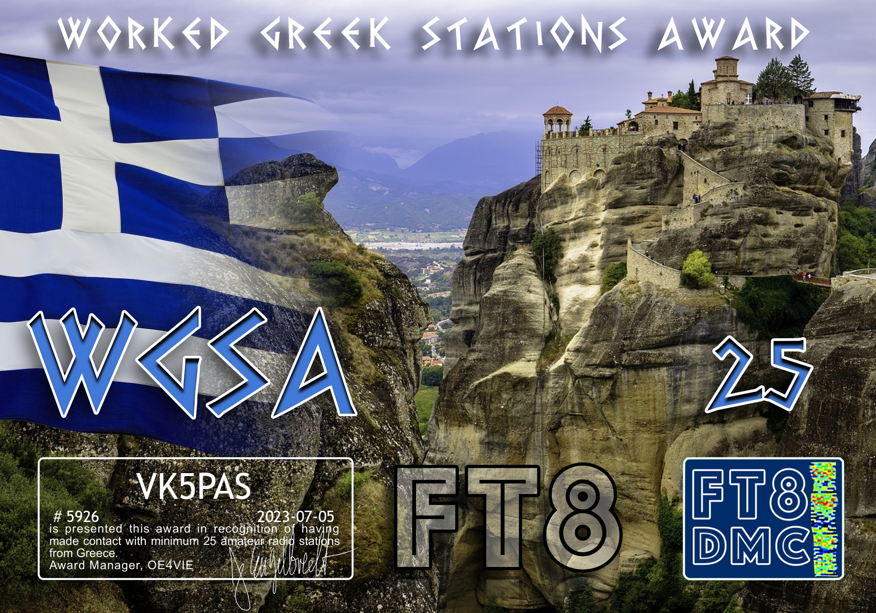 Latest FT8 award certificates | VK5PAS