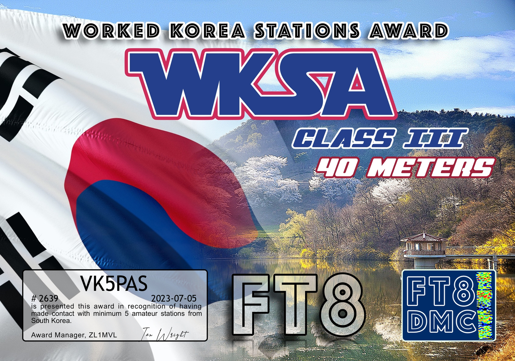 Latest FT8 award certificates | VK5PAS
