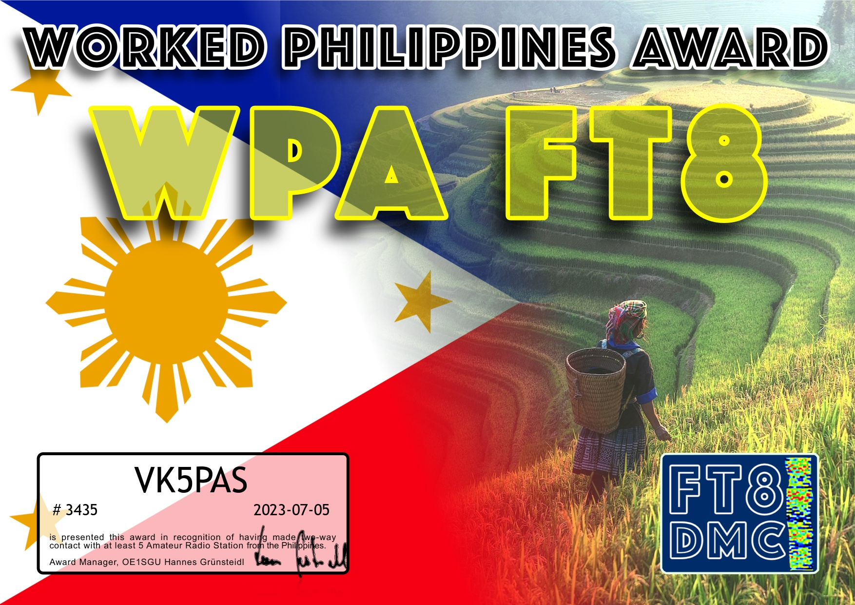 Latest FT8 award certificates | VK5PAS