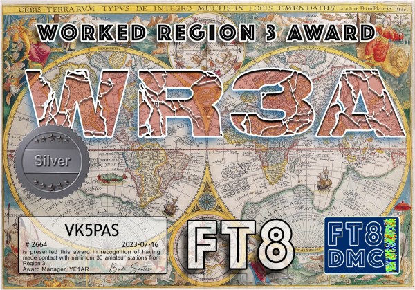 My latest FT8 award certificates | VK5PAS